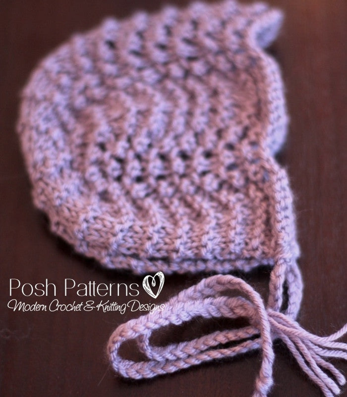 Knitting Pattern - Lace Knit Baby Bonnet Pattern – Posh Patterns