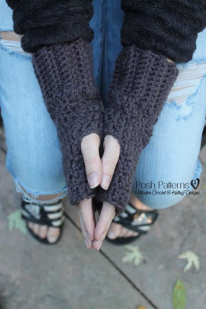 Crochet PATTERNS - Crochet Fingerless Mittens Pattern – Posh Patterns