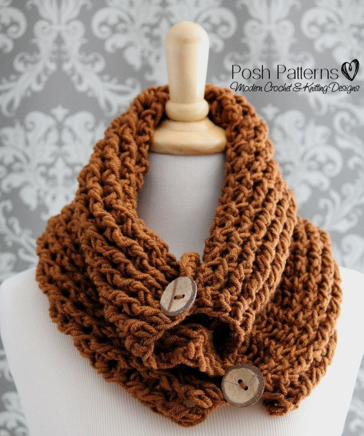 Button Scarf Crochet Pattern Simple Crochet Scarf Pattern CAAB