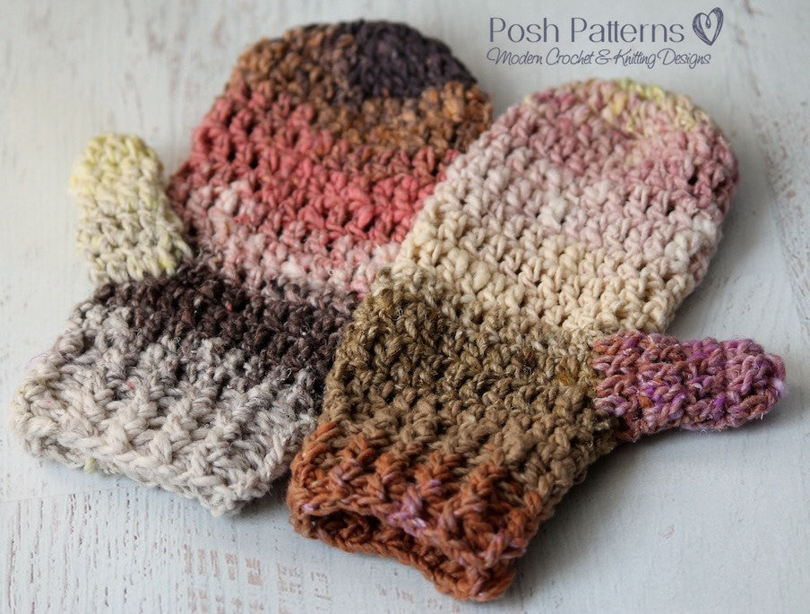 Crochet Pattern - Easy Crochet Mittens Pattern – Posh Patterns